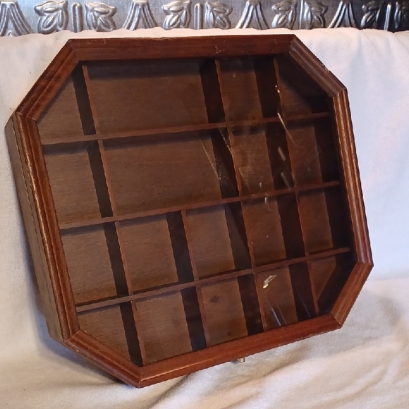 Vintage | Wall Decor | Vintage Brown Octagonal Display Shelf Minatures ...